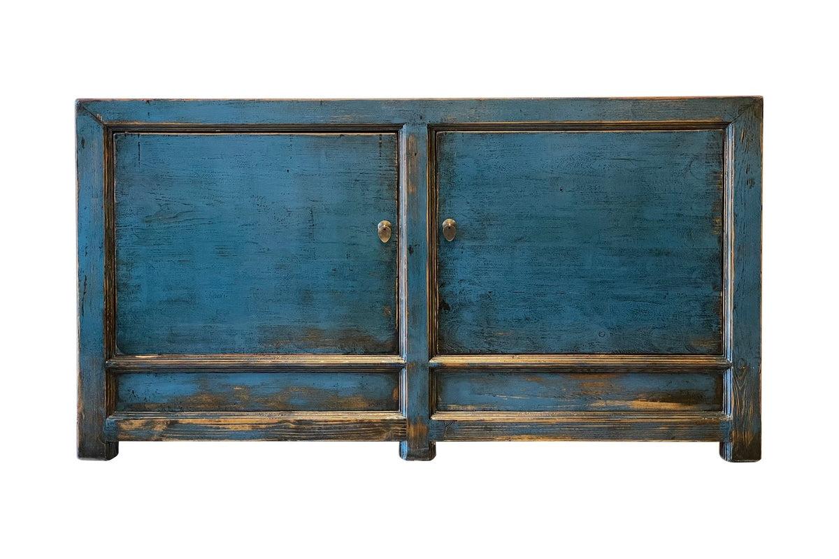 李 Li Blue 2 Door Sideboard. New, Reclaimed Pine Wood — Teak-Furniture ...