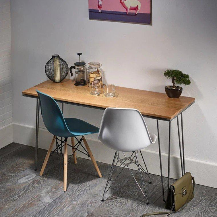 ISLA Modern Industrial Solid Wood Slim Study Table — Teak-Furniture ...